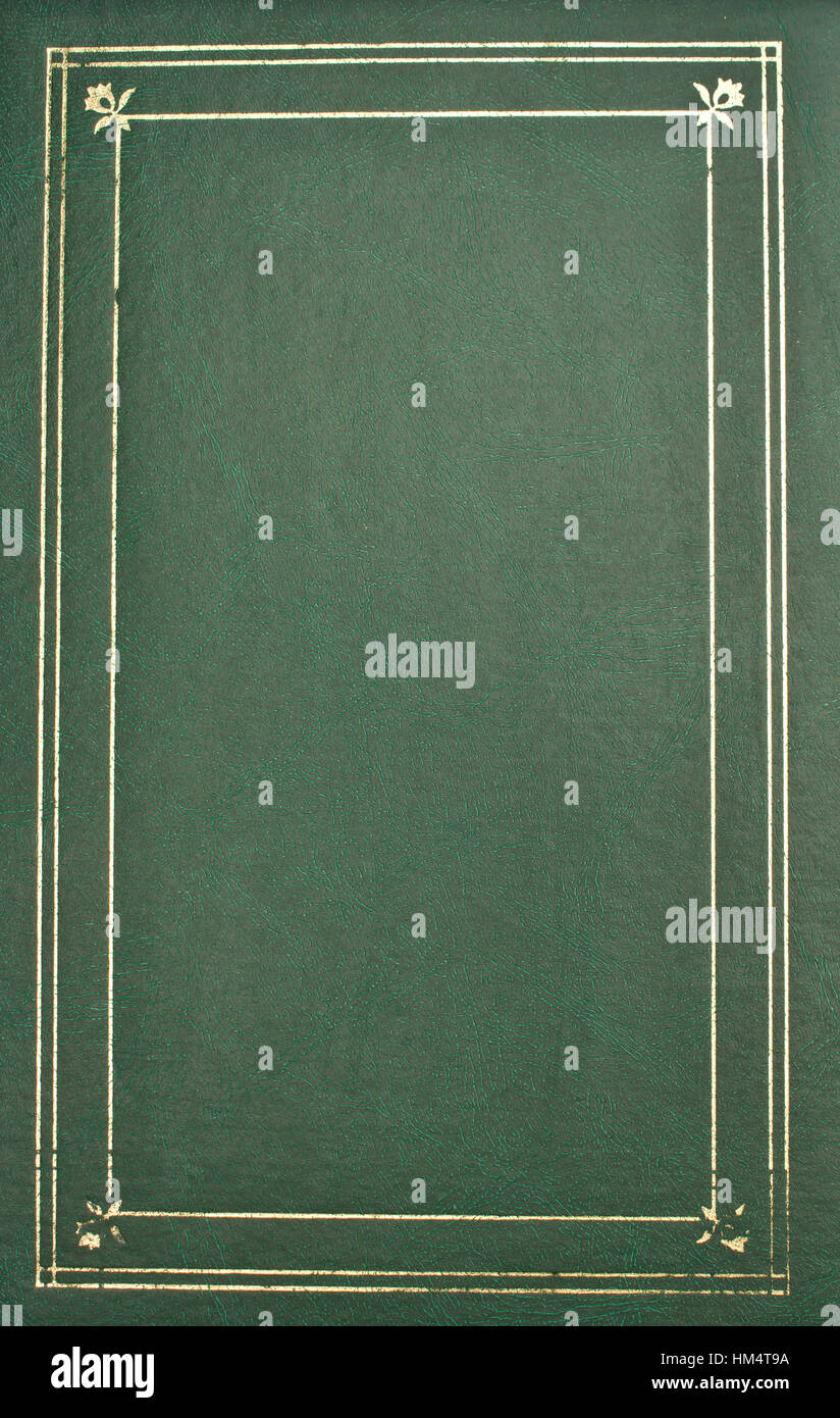 Photo album cover-green leather with gold trim Stock Photo - Alamy