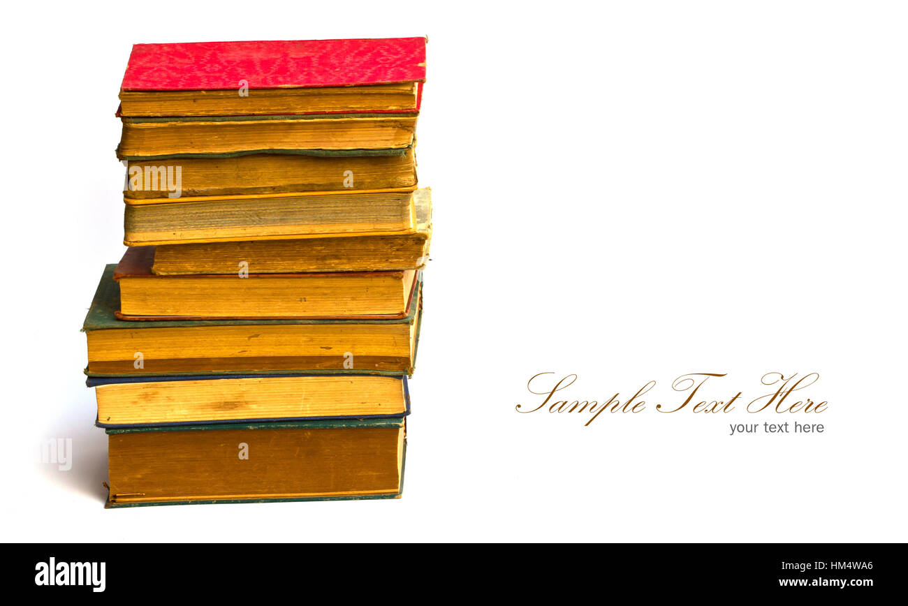 Stack of old antique books Isolated on white background Stock Photo - Alamy