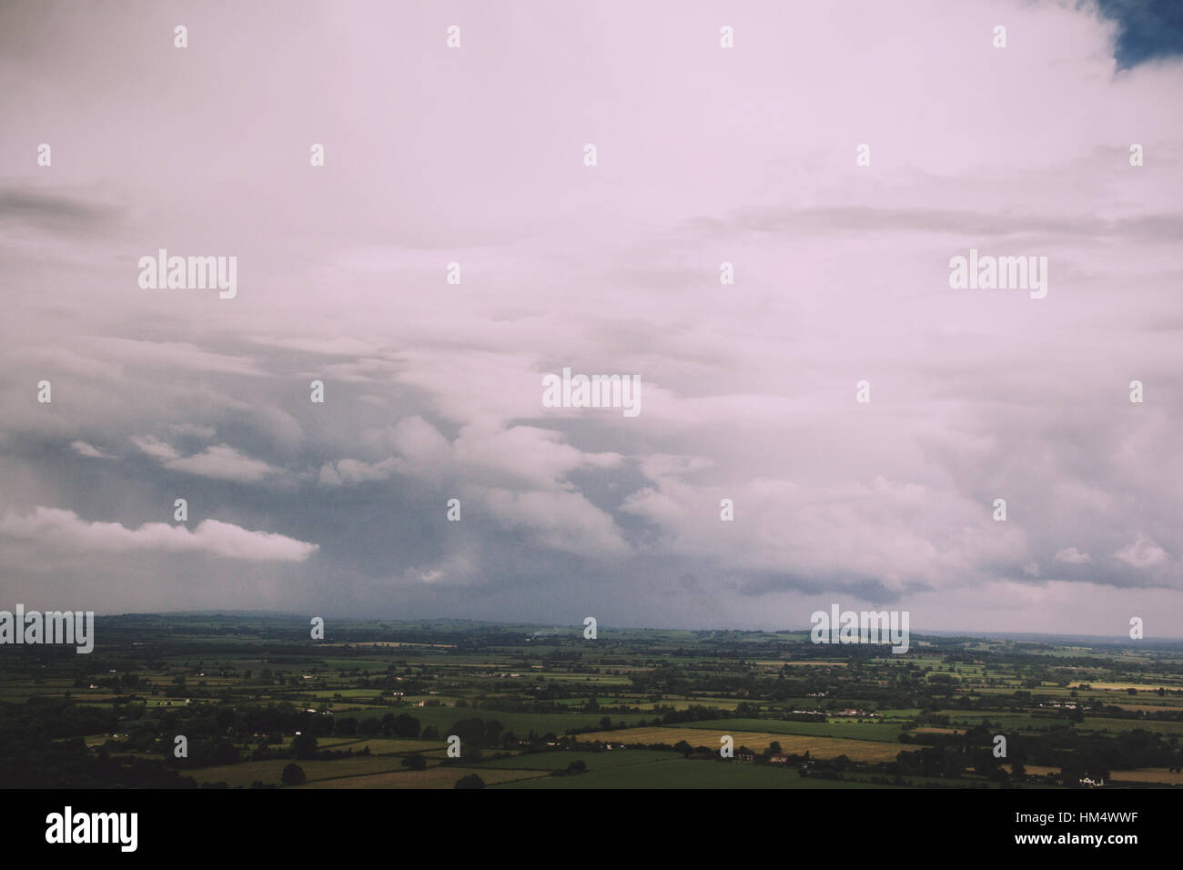 Cloudy view over the Chilterns in Buckinghamshire, England Vintage ...