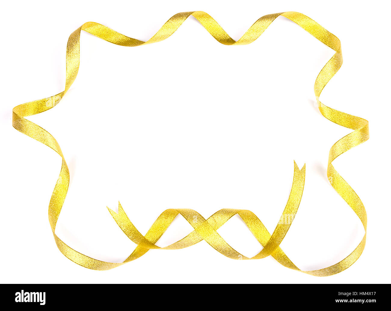 Shiny gold satin ribbon frame on white background with copy space Stock ...