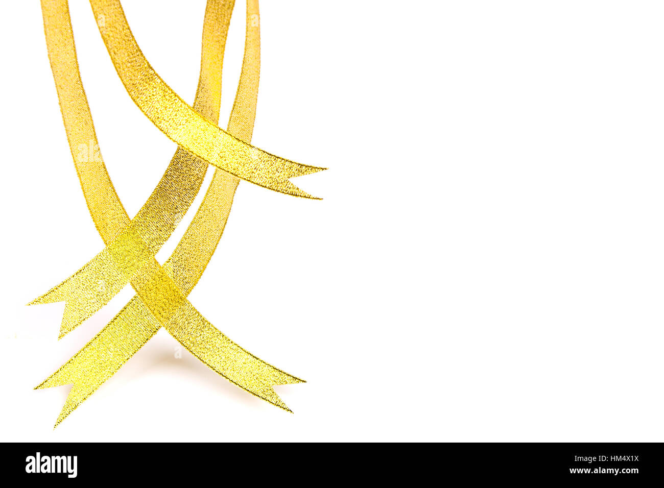 Shiny gold satin ribbon frame on white background with copy space Stock ...