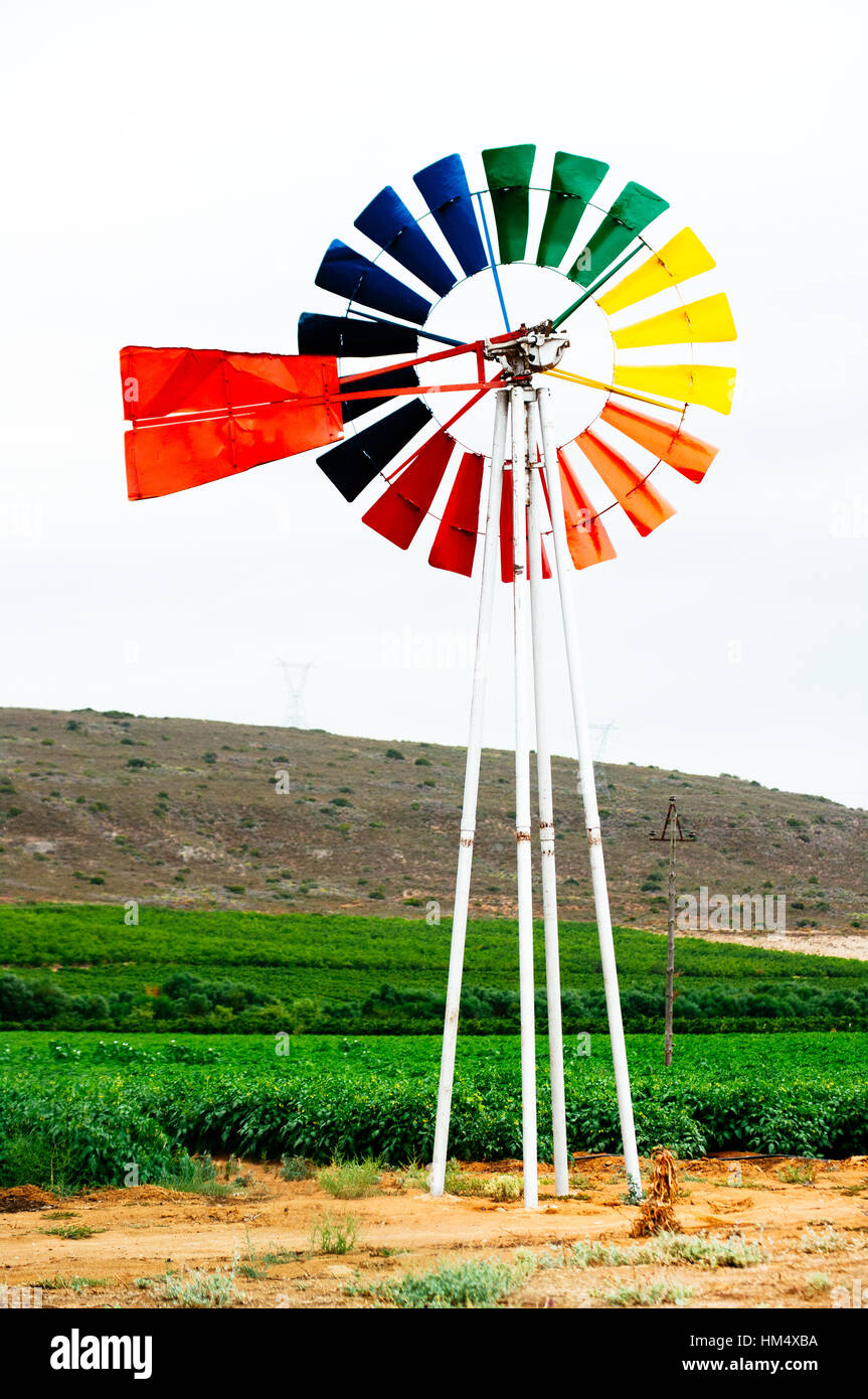 Colored with rainbow tone Windmill on the field in Montagu, Little ...