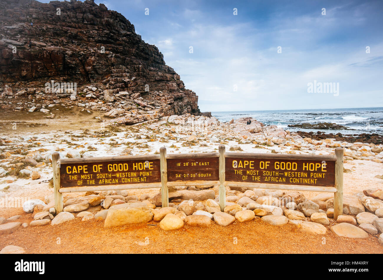 Cape of good hope sign with the geographical coordinates Stock Photo ...