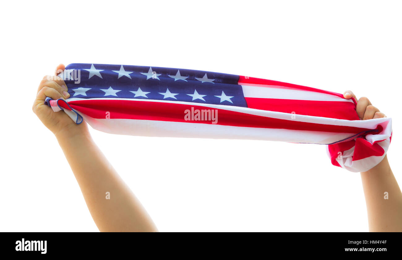 Hand hold American flag Stock Photo - Alamy