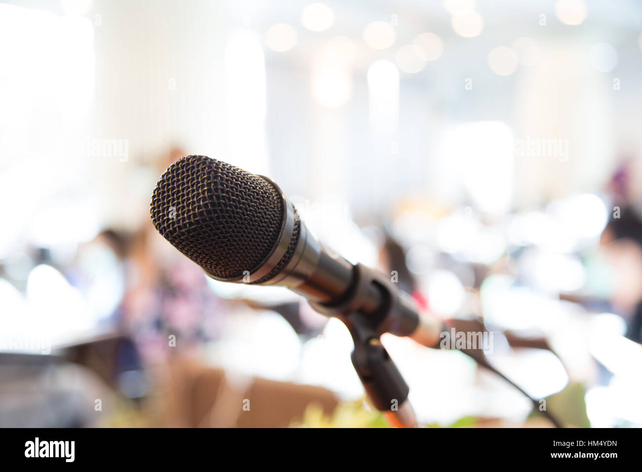 Black microphone in conference room Stock Photo - Alamy