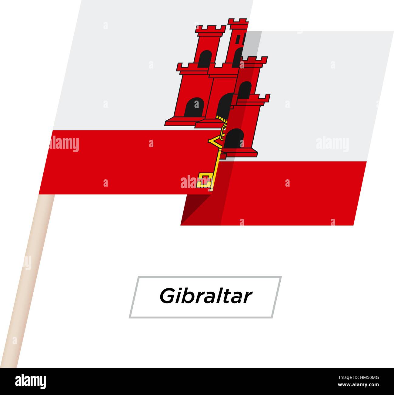 Gibraltar Ribbon Waving Flag Isolated on White. Vector Illustration ...
