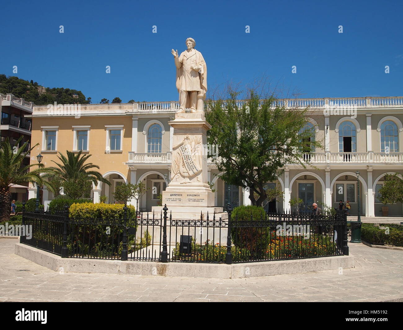 Sculpture on a square in Zakynthos city, Dionysios Solomos statue, in ...