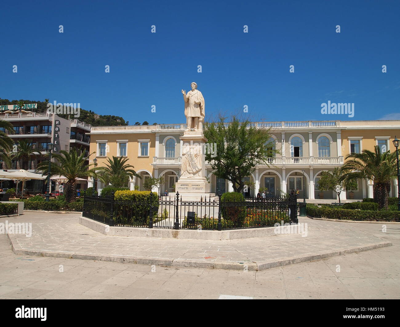Sculpture on a square in Zakynthos city, Dionysios Solomos statue, in ...