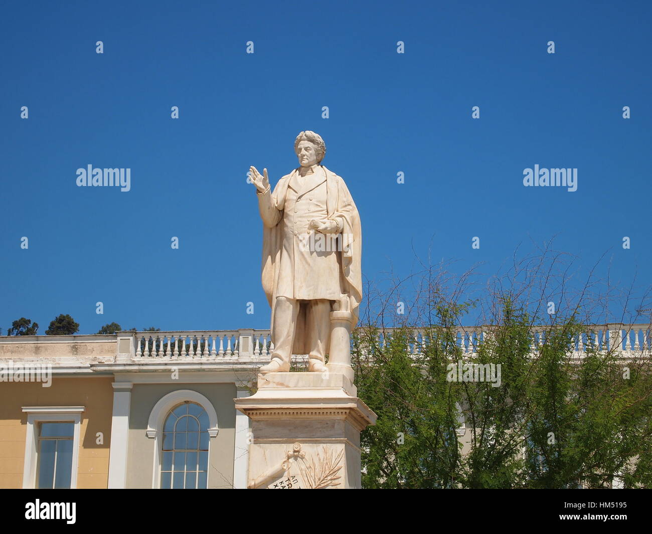 Sculpture on a square in Zakynthos city, Dionysios Solomos statue, in ...