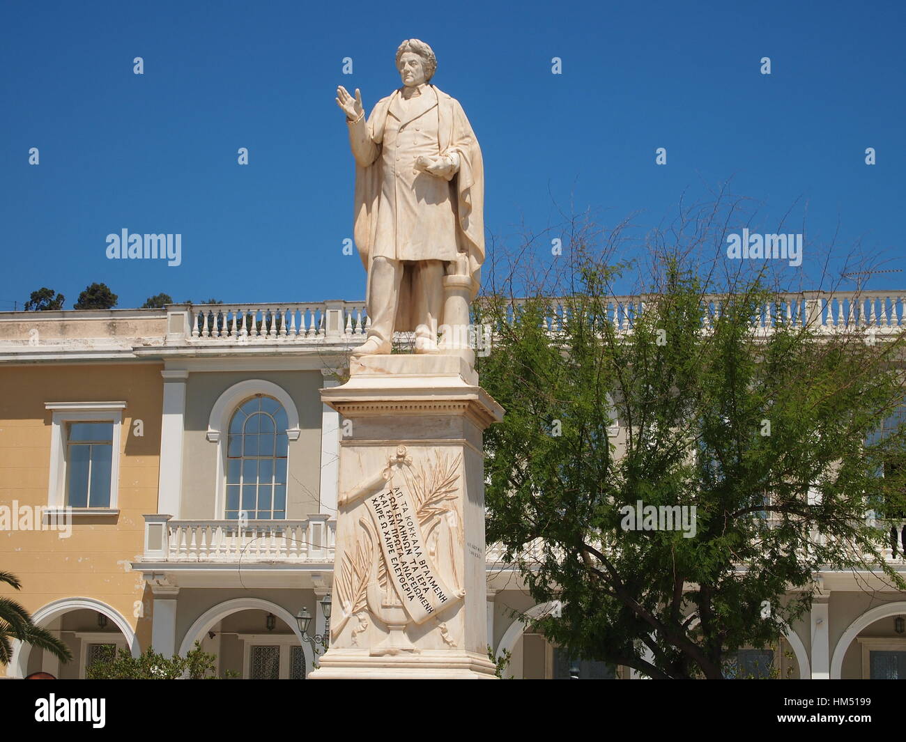 Sculpture on a square in Zakynthos city, Dionysios Solomos statue, in ...