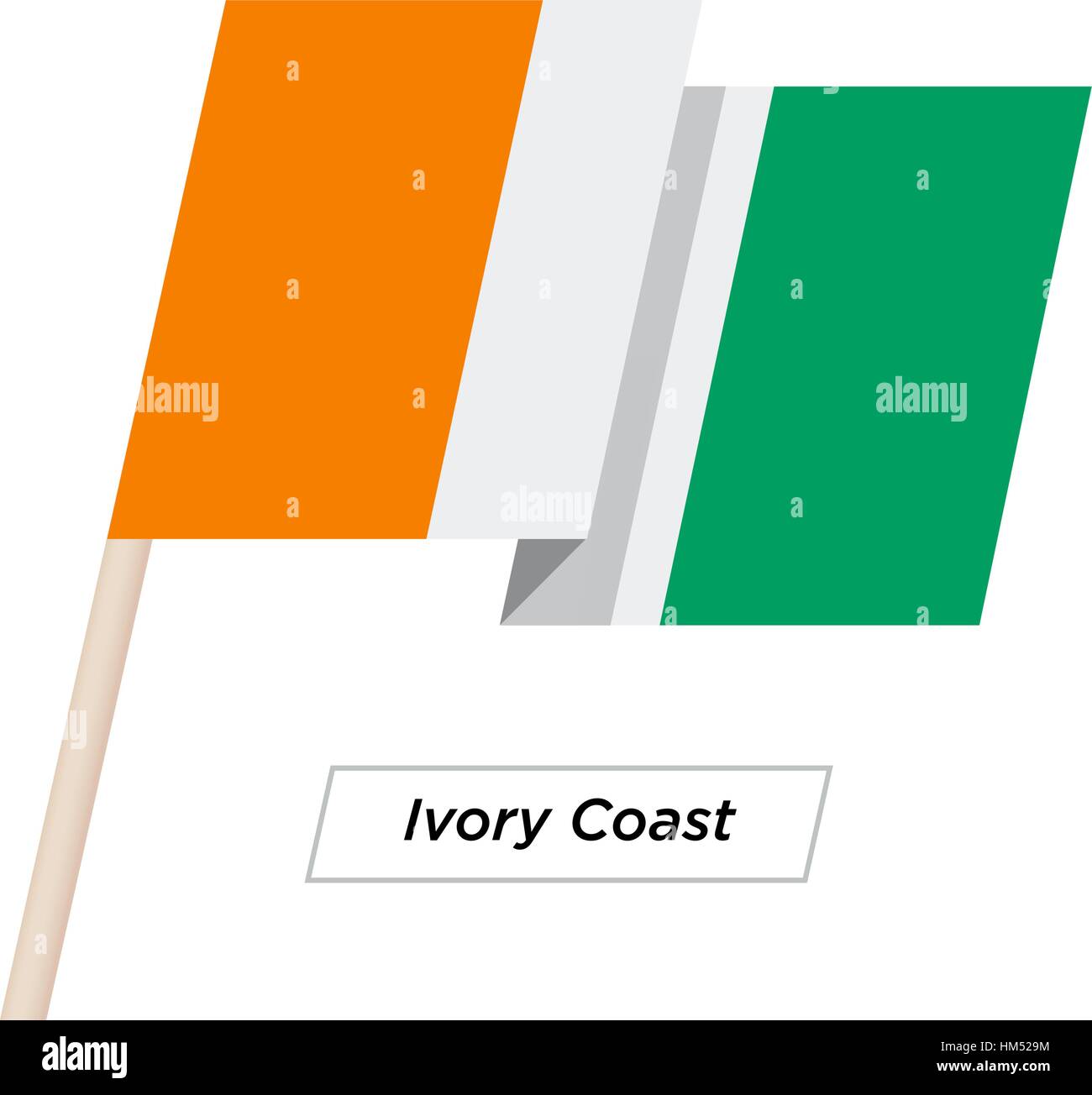 Ivory Coast Sharp Ribbon Waving Flag Isolated On White Vector