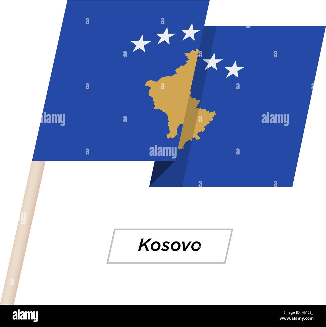 Kosovo Ribbon Waving Flag Isolated on White. Vector Illustration Stock ...