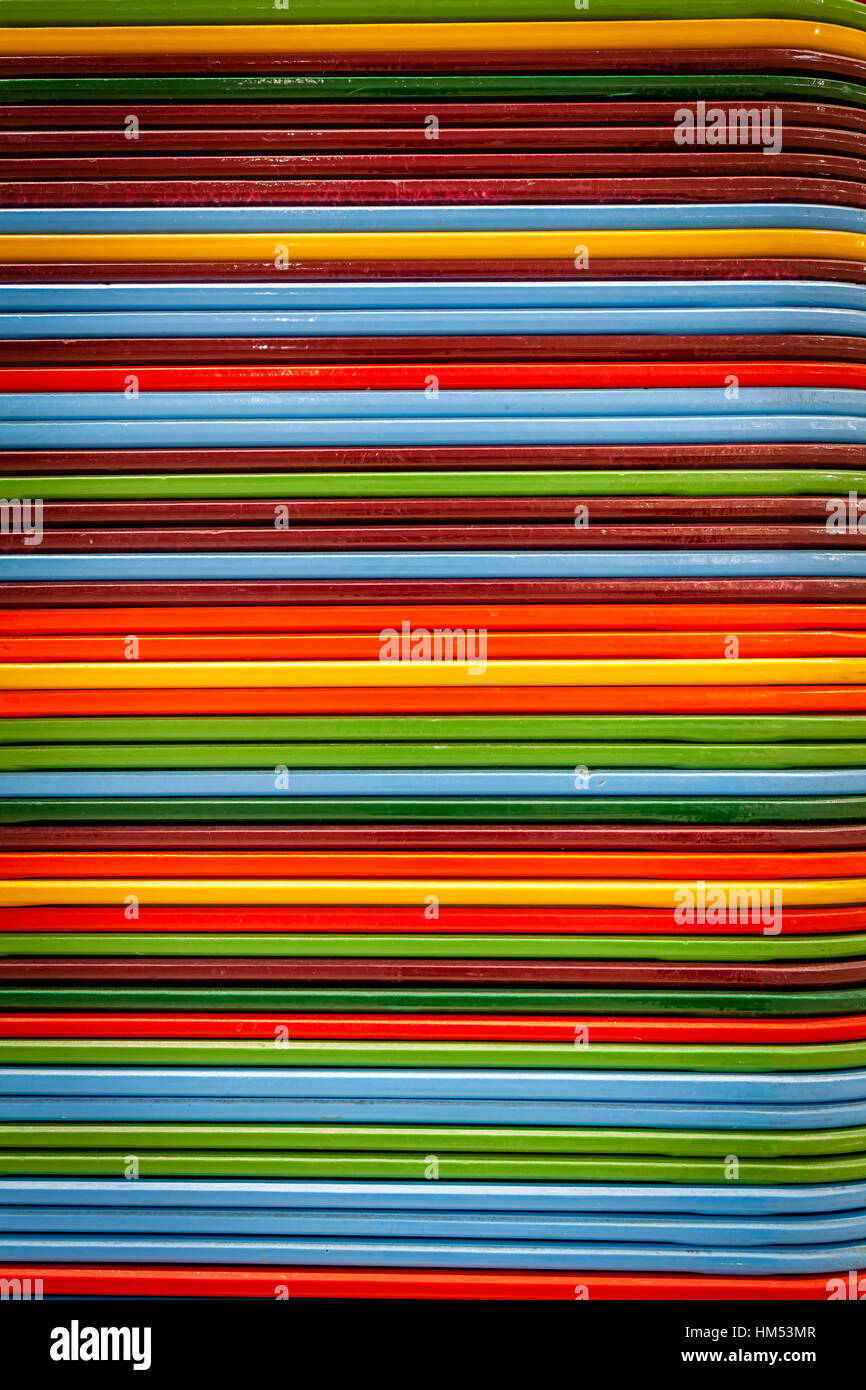 Pile of colorful food trays in the restaurant Stock Photo - Alamy