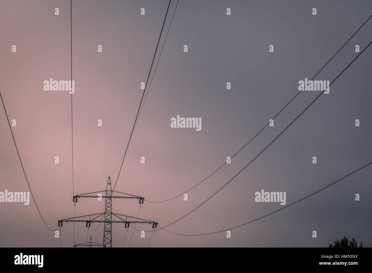 Electric poles in the countryside in Poland Stock Photo - Alamy