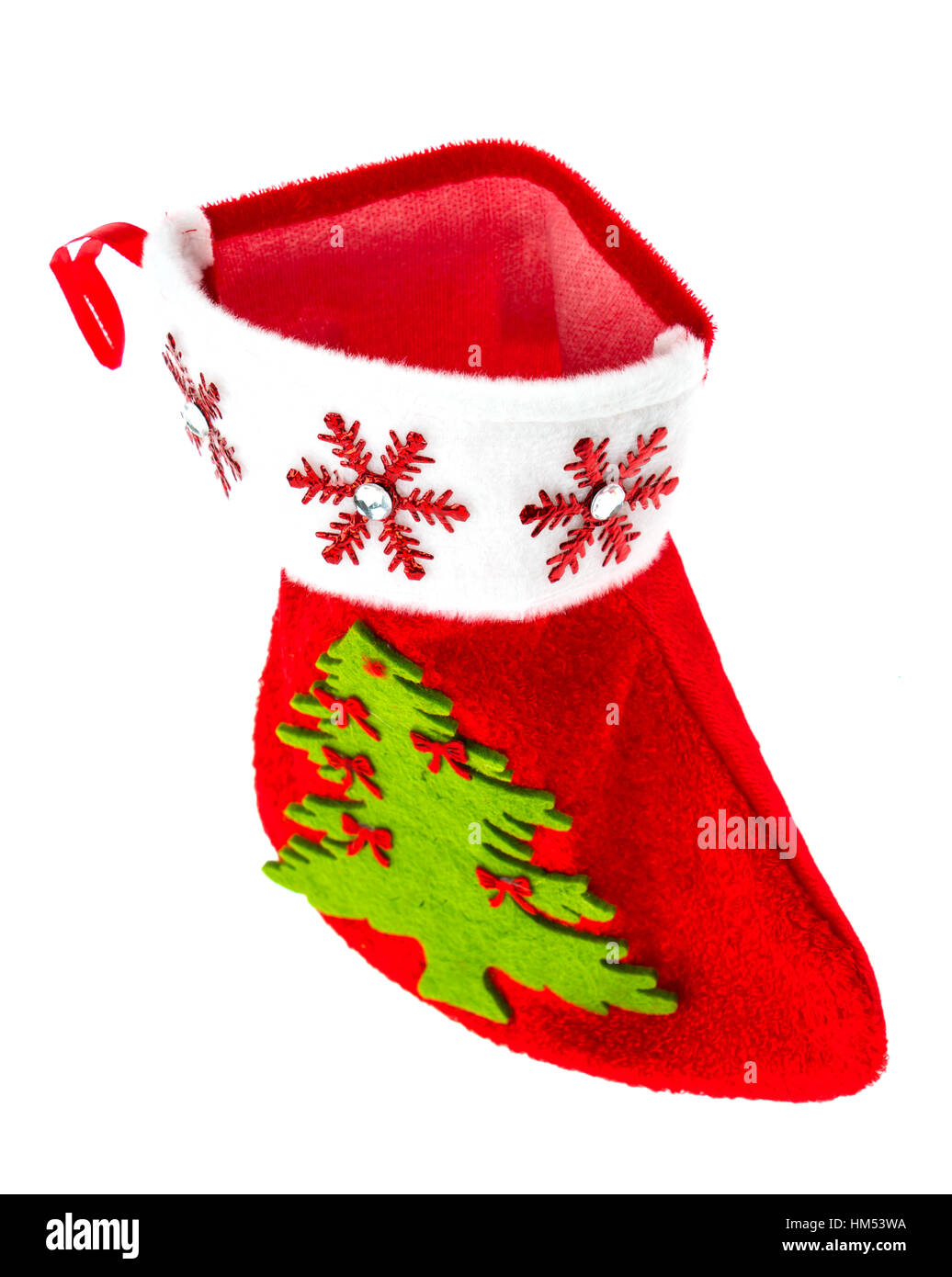 Red Santa stocking isolated on white background Stock Photo - Alamy