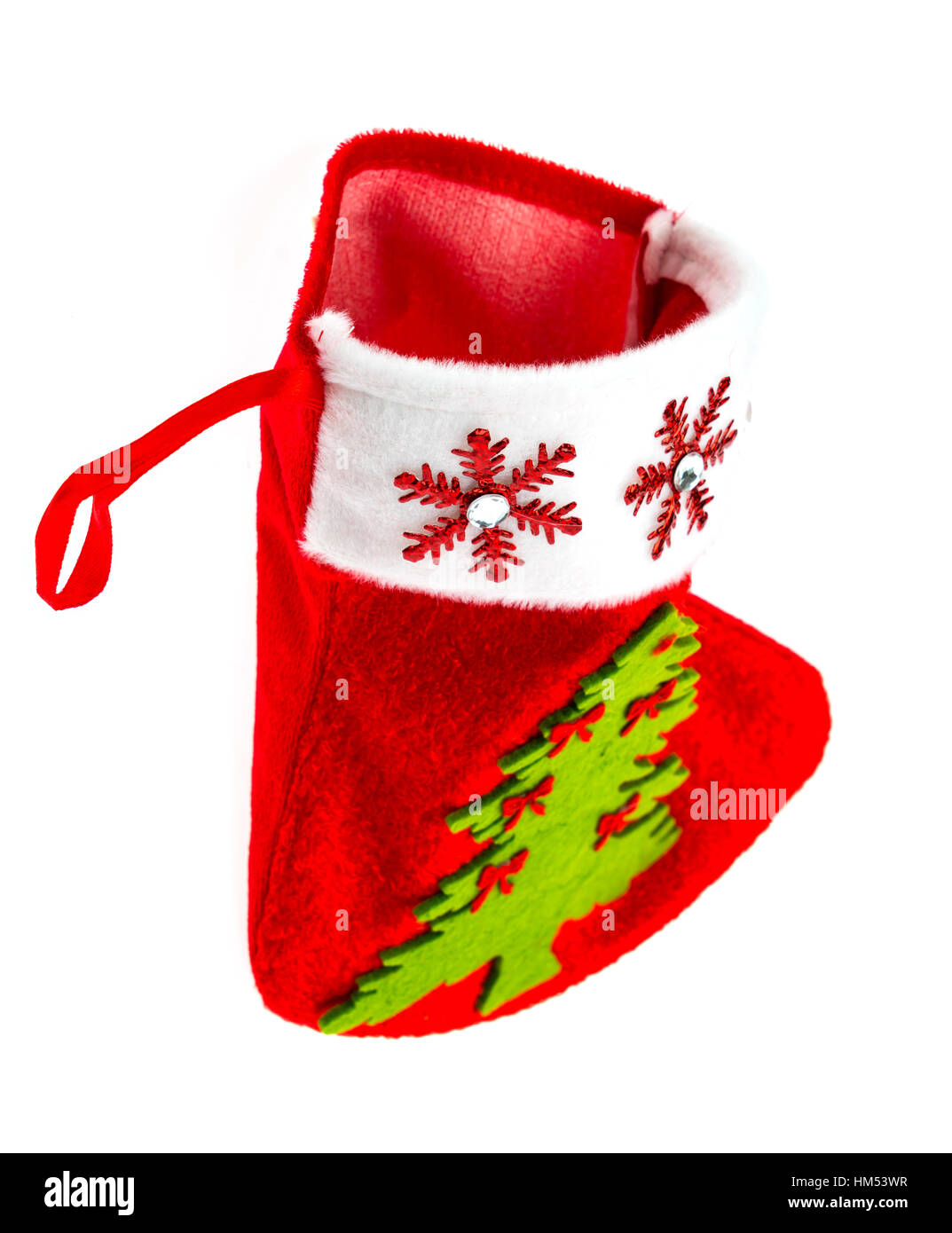 Red Santa stocking isolated on white background Stock Photo - Alamy