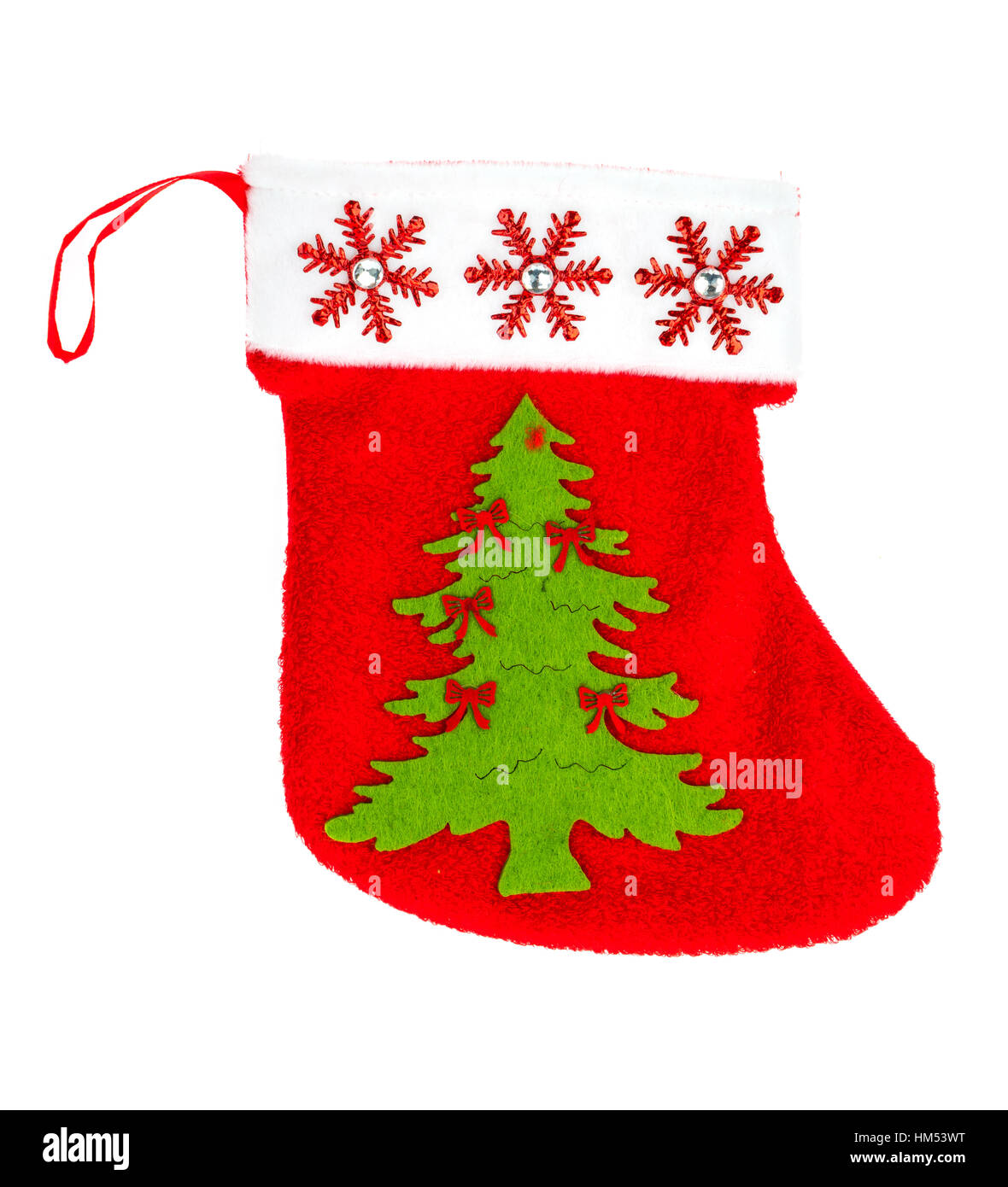 Red Santa stocking isolated on white background Stock Photo - Alamy