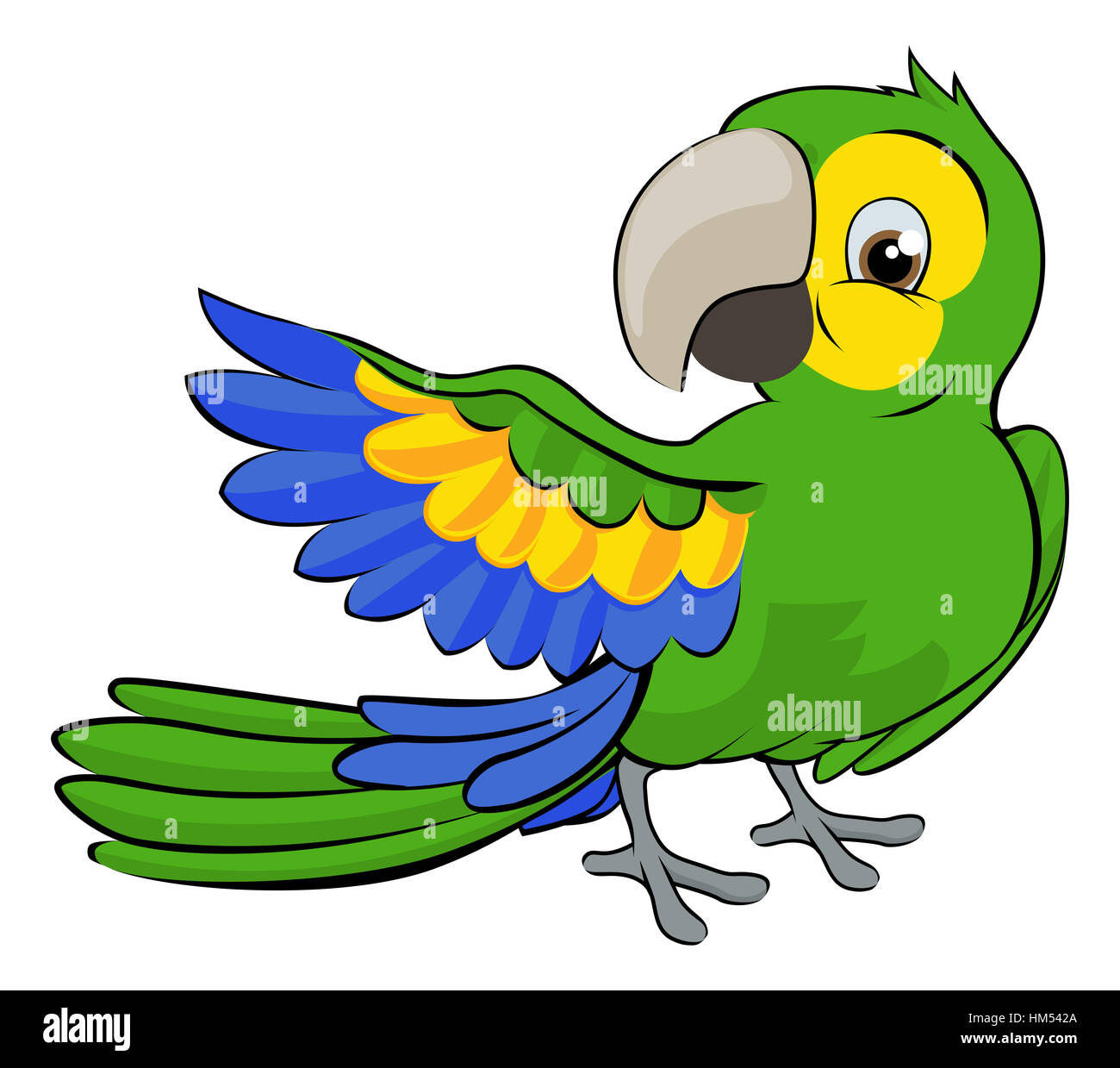 Cartoon green parrot bird pointing hi-res stock photography and images ...