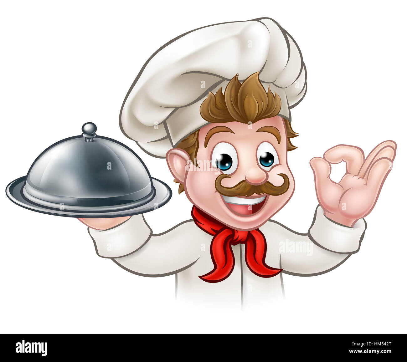 Cartoon chef holding silver platter hi-res stock photography and images ...
