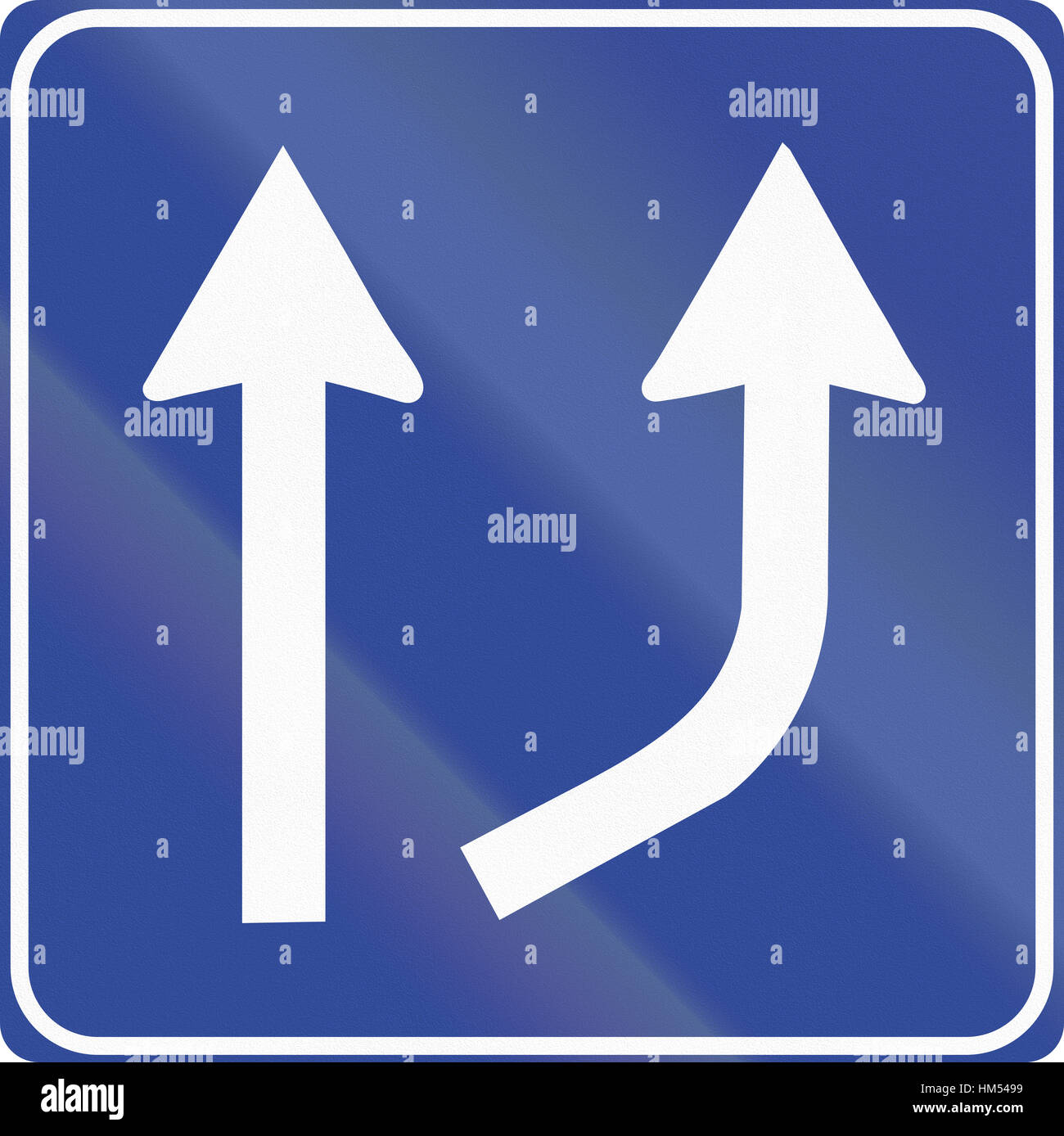 Road sign used in Italy - Available lanes change Stock Photo - Alamy