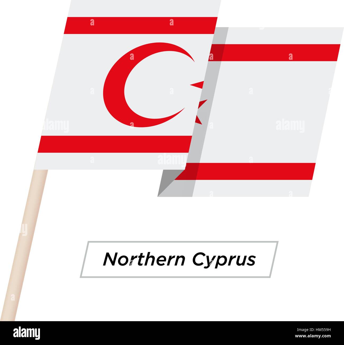 Northern Cyprus Ribbon Waving Flag Isolated on White. Vector ...
