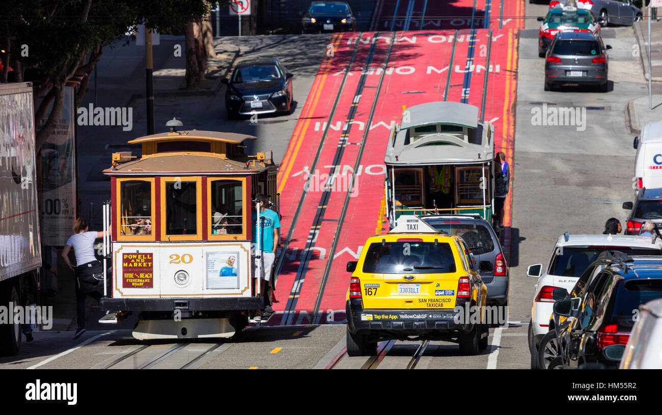 SAN FRANCISCO, USA - NOVEMBER 9, 2016: The Cable car tram. The San ...