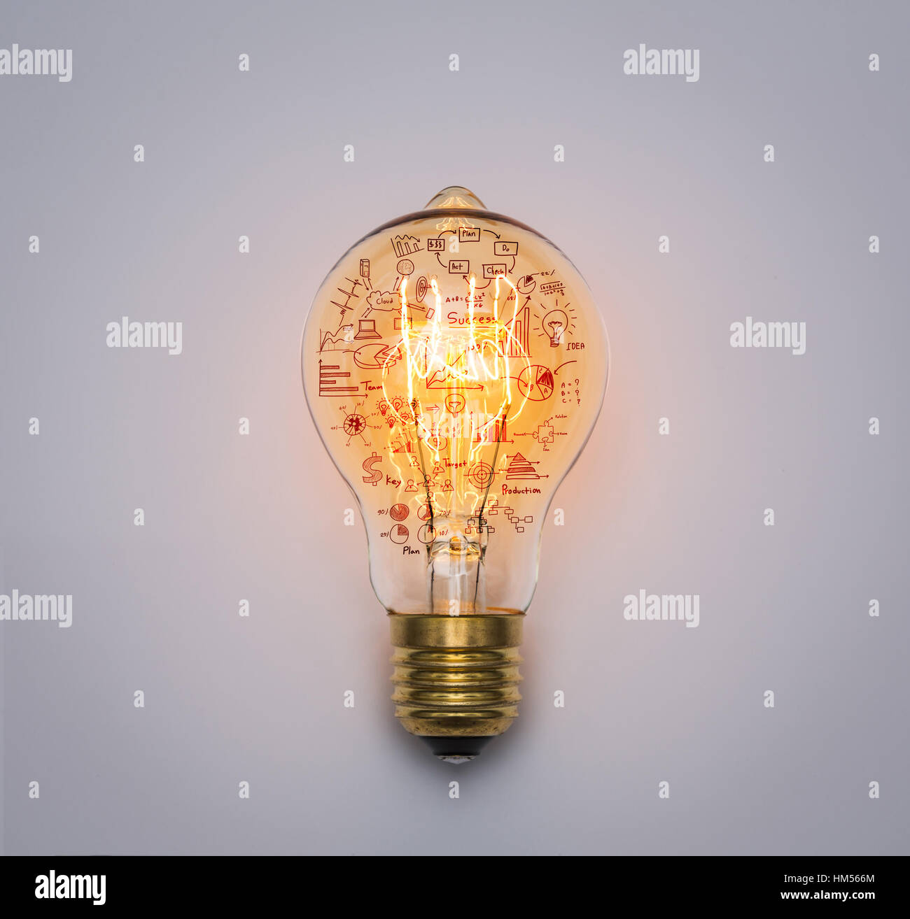 Light bulb with drawing graph Stock Photo - Alamy