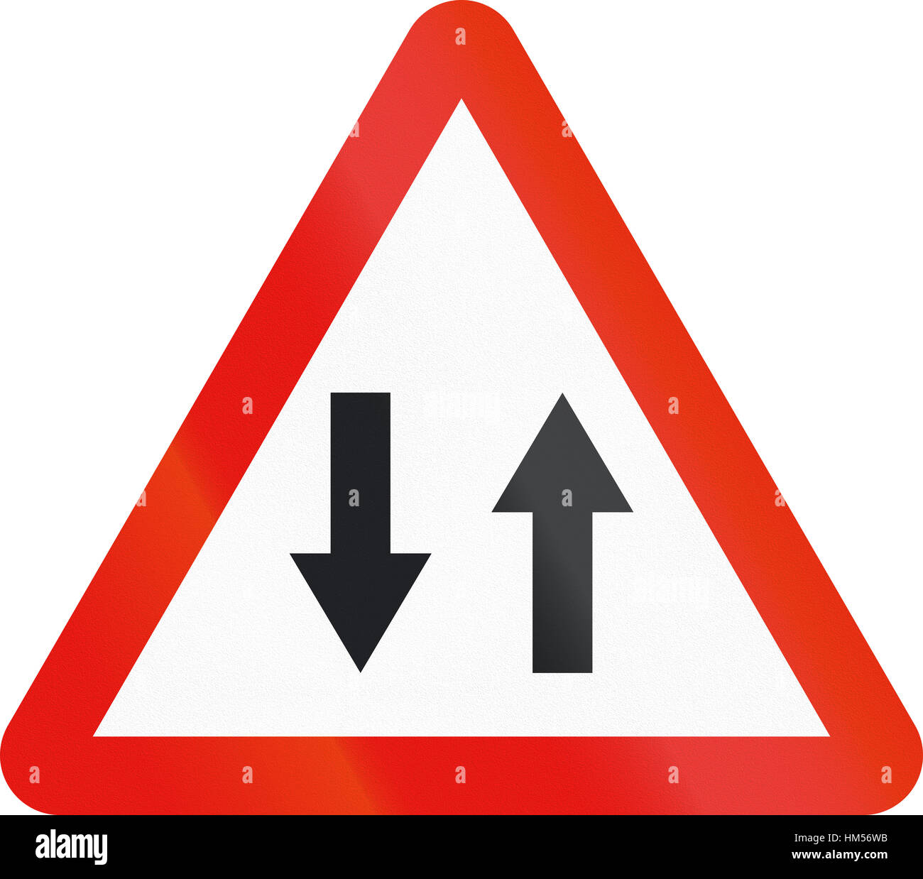Two way traffic sign on white triangle hi-res stock photography and ...
