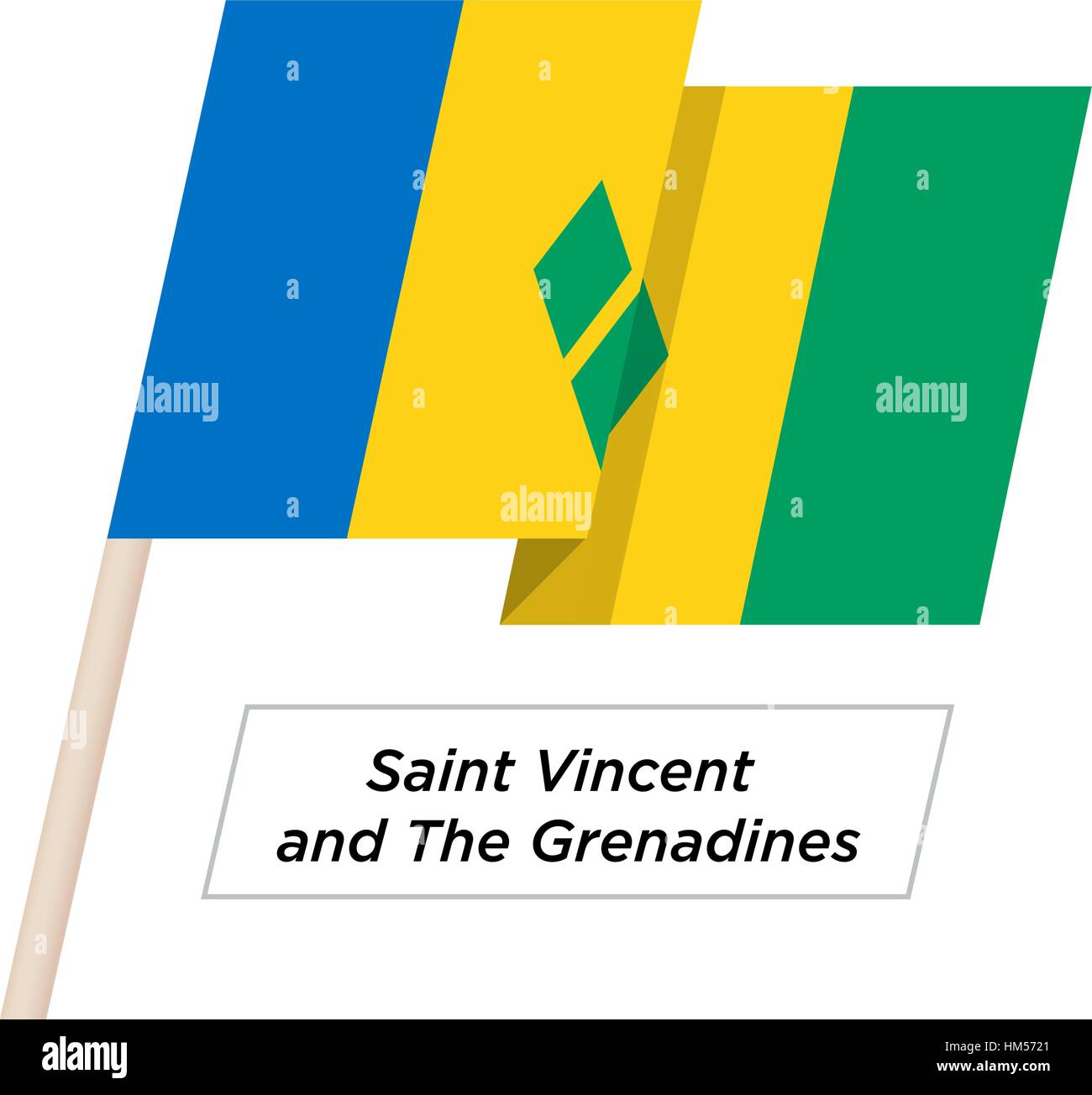 Saint Vincent and the Grenadines Ribbon Waving Flag Isolated on White. Vector Illustration Stock ...