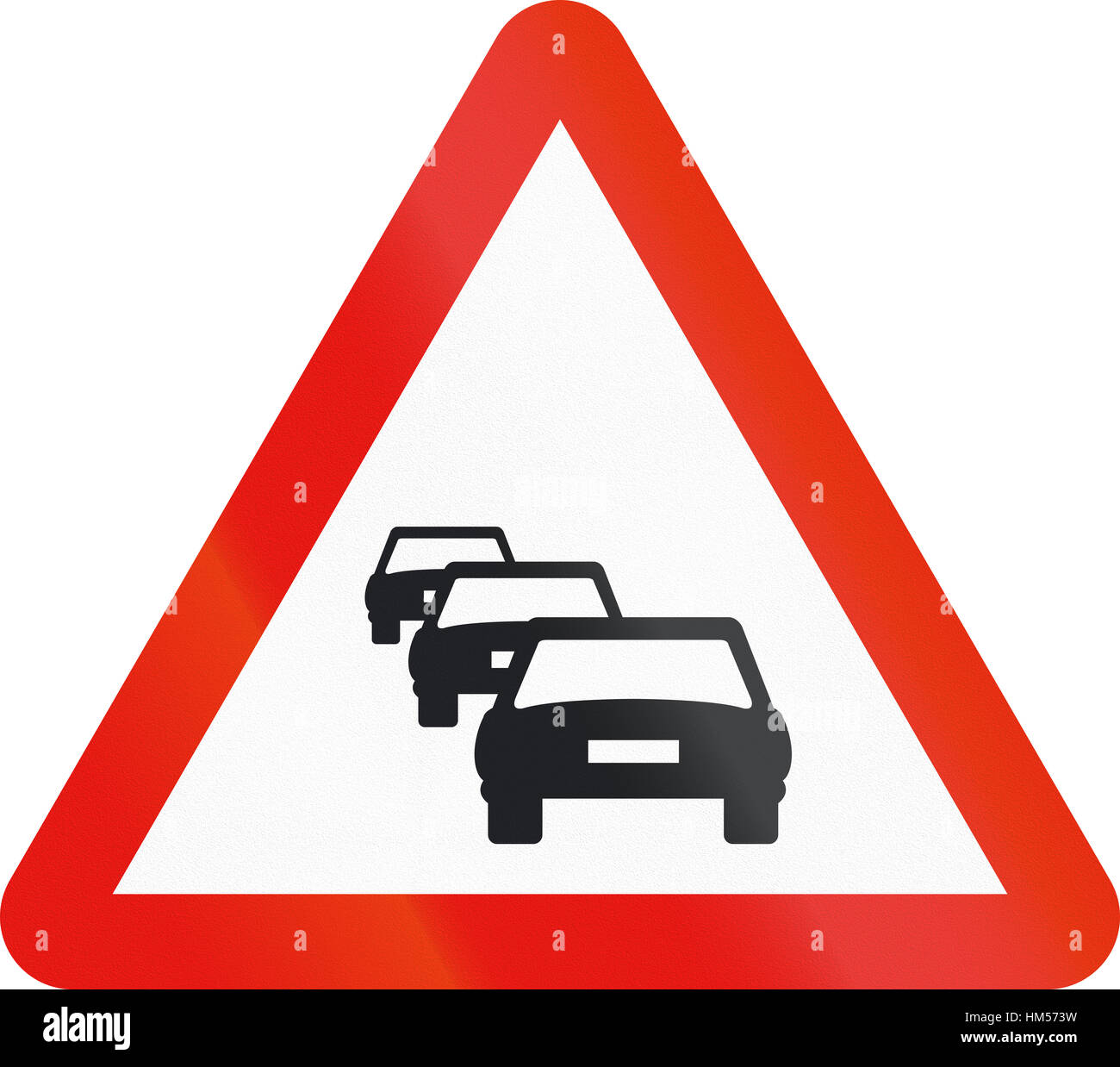 Road sign used in Spain - Congestion Stock Photo - Alamy