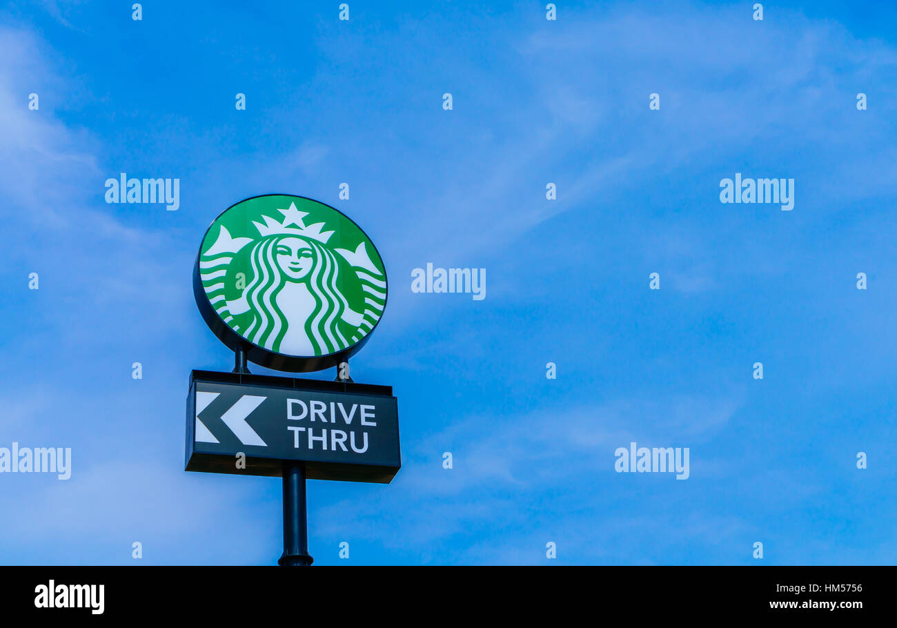 Khonkaen Province, Thailand - December 20, 2015 : Starbucks drive thru ...