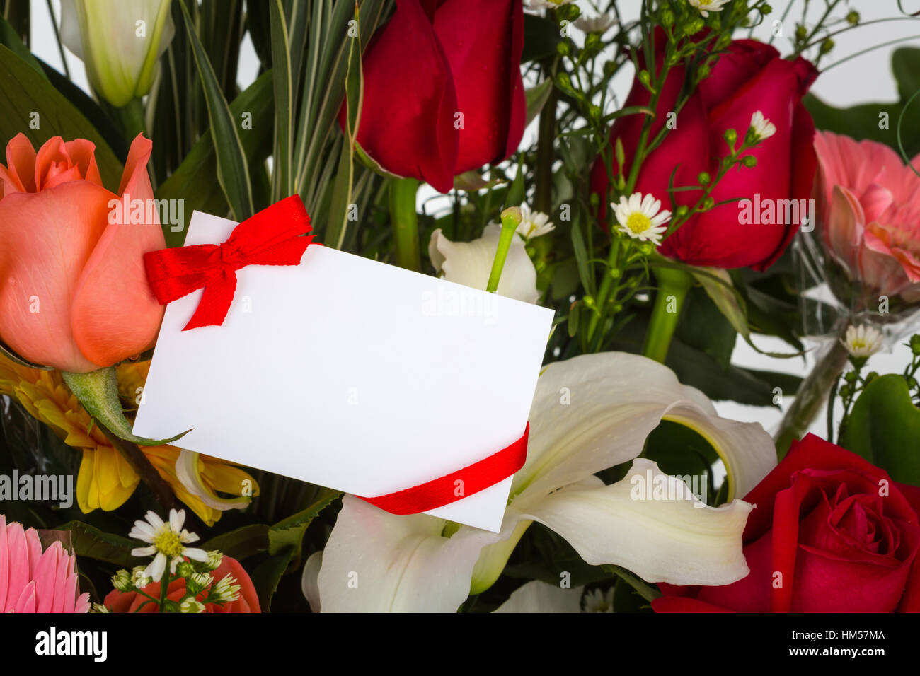Colorful Bunch of flowers with card Stock Photo - Alamy