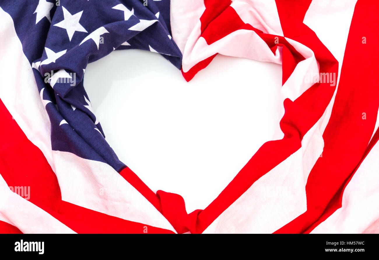 Heart shape American flag on white background Stock Photo - Alamy