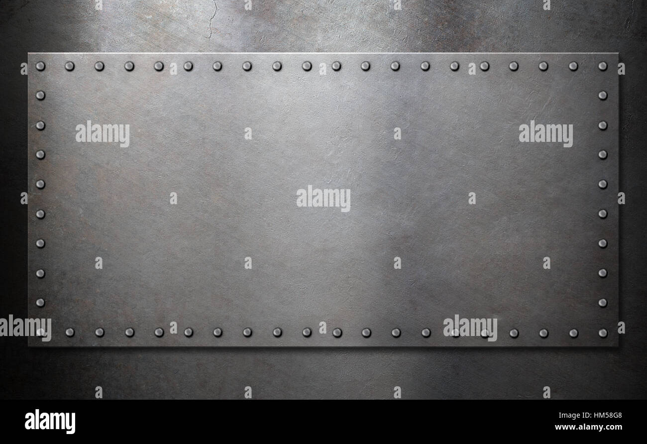 steel plate with rivets over metal background Stock Photo - Alamy