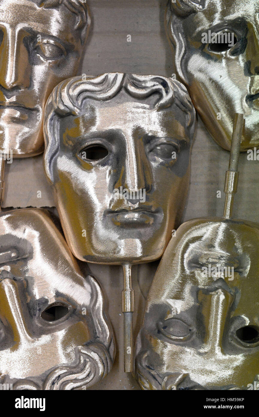 BAFTA masks in a box waiting for completion at New Pro Foundries in ...
