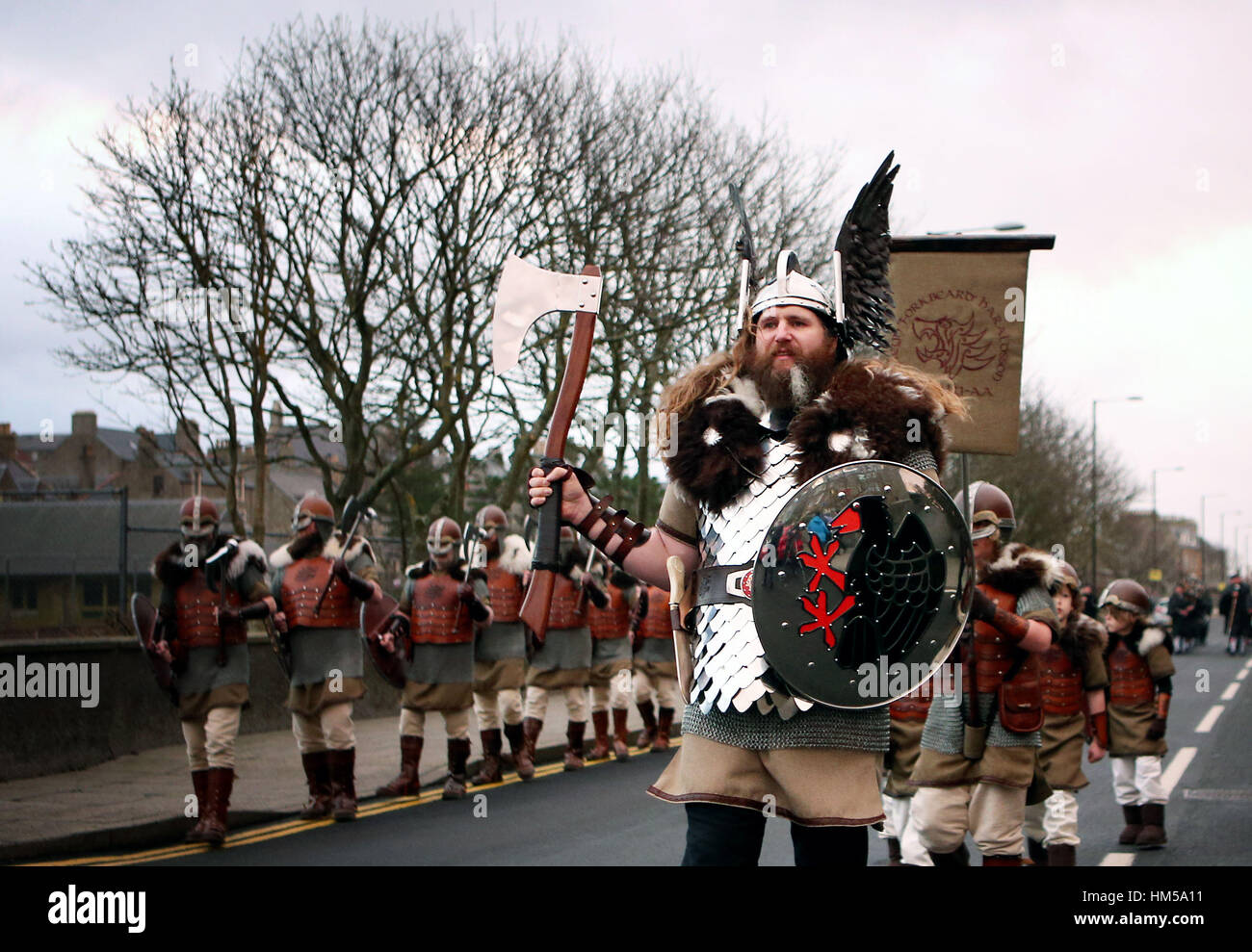 Lyall Gair, the Guizer Jarl, leads the Jarl Squad dressed in Viking ...