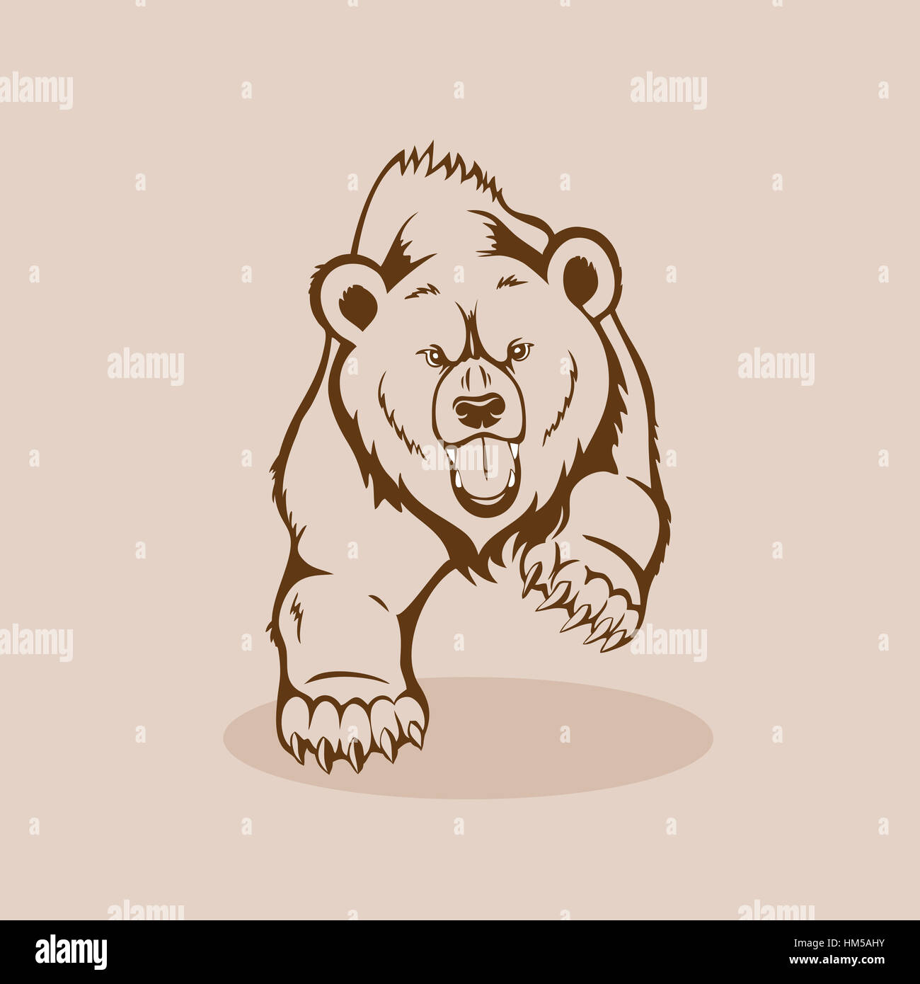 Angry grizzly bear, walking showing fangs and claws Stock Photo - Alamy