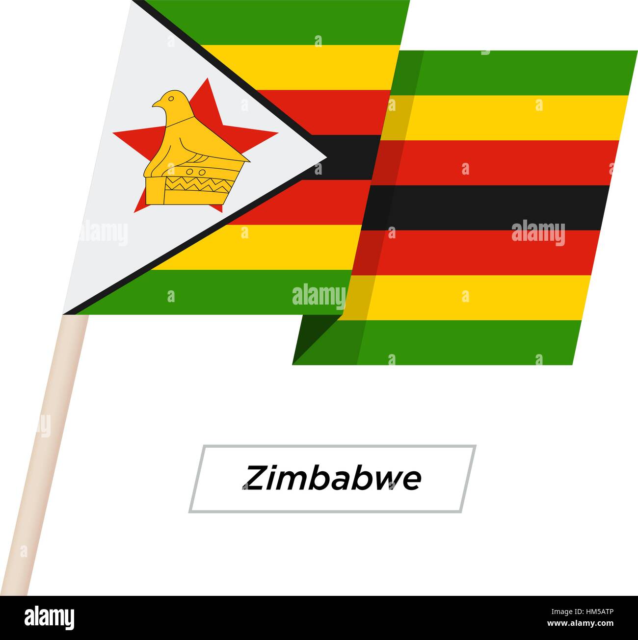 Zimbabwe Ribbon Waving Flag Isolated on White. Vector Illustration ...
