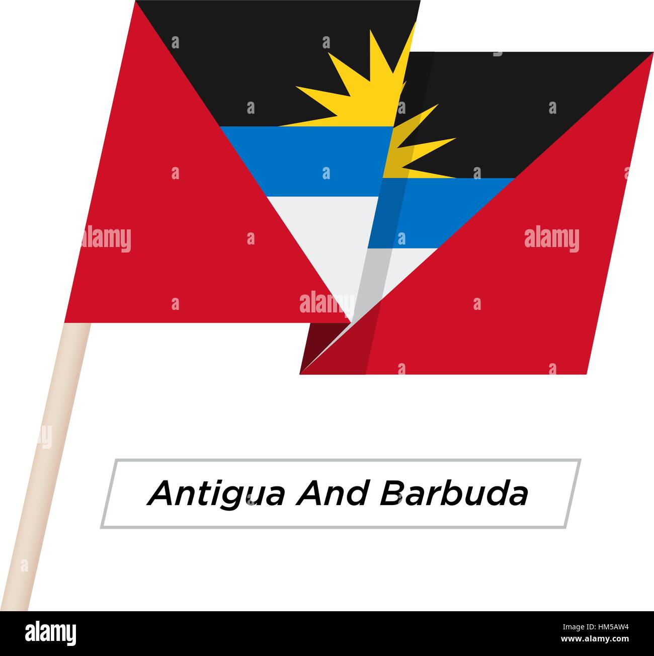 Antigua And Barbuda Ribbon Waving Flag Isolated on White. Vector Illustration Stock Vector Image ...