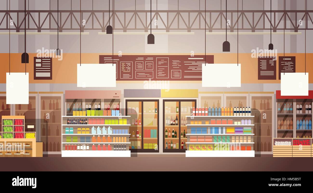 Big Shop Super Market Shopping Mall Interior Stock Vector Image & Art ...