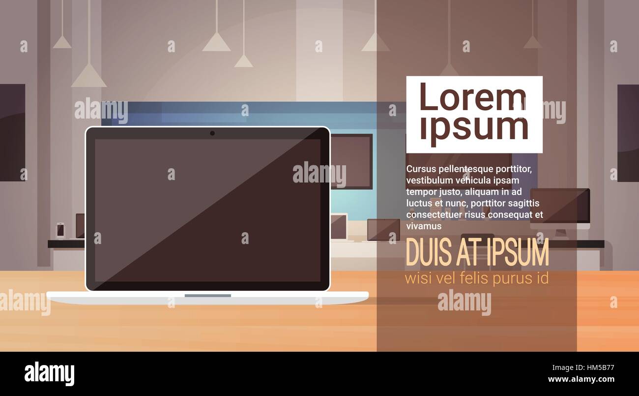 Laptop Computer Modern Electronics Store Shop Interior Banner with Copy ...