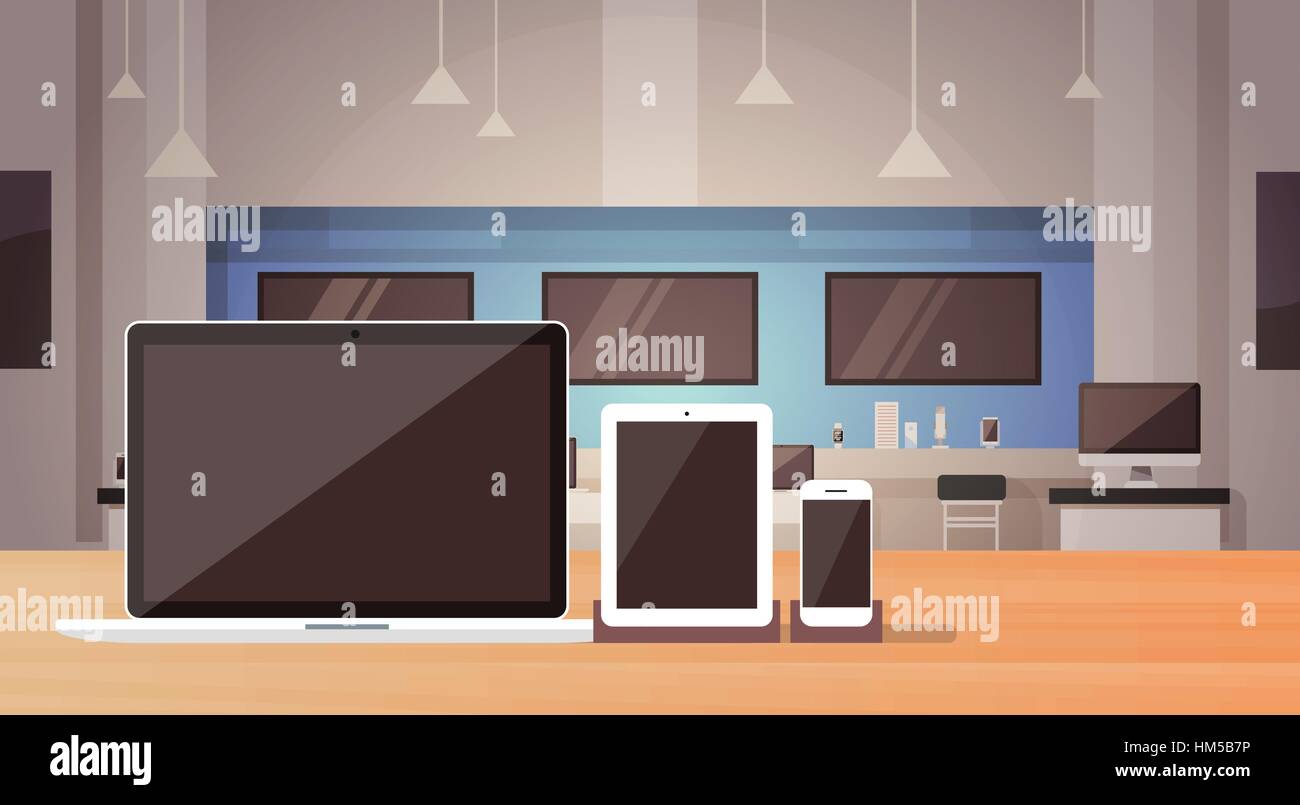 Modern Electronics Store Shop Interior Banner with Copy Space Stock ...
