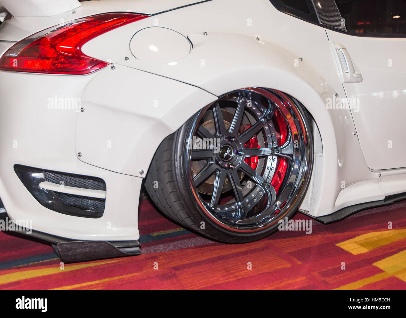 Close up of a stanced Nissan 370Z car at SEMA Stock Photo - Alamy