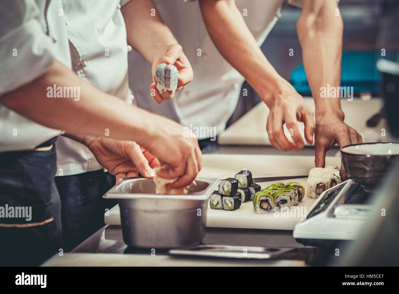Busy chef at work in the restaurant kitchen Stock Photo - Alamy