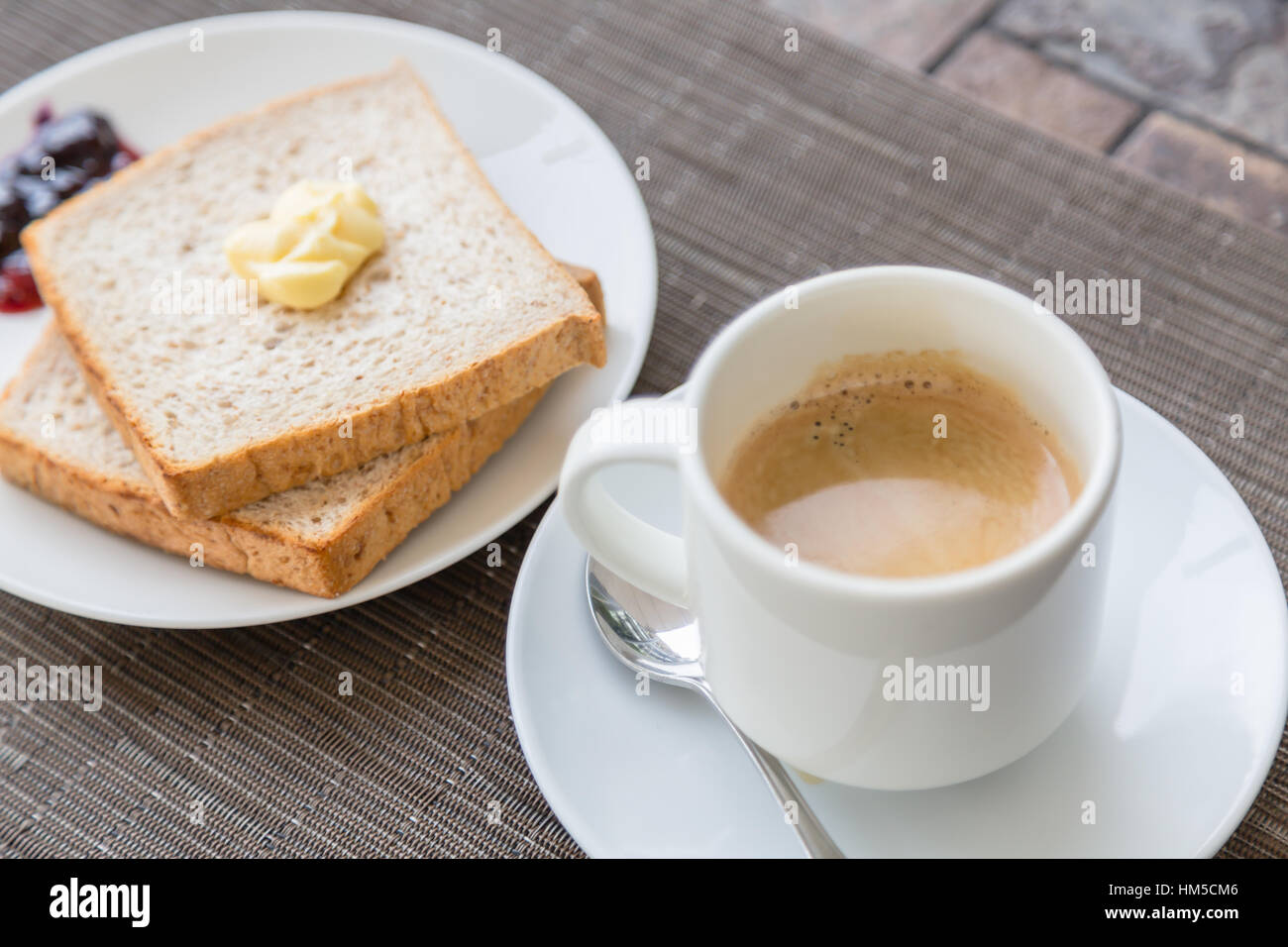 Breakfast with toast and coffee Stock Photo - Alamy