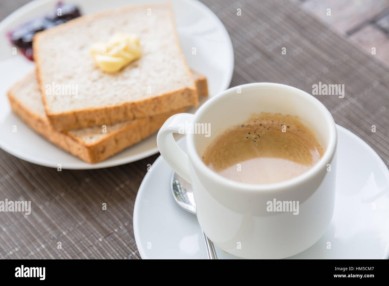 Breakfast with toast and coffee Stock Photo - Alamy