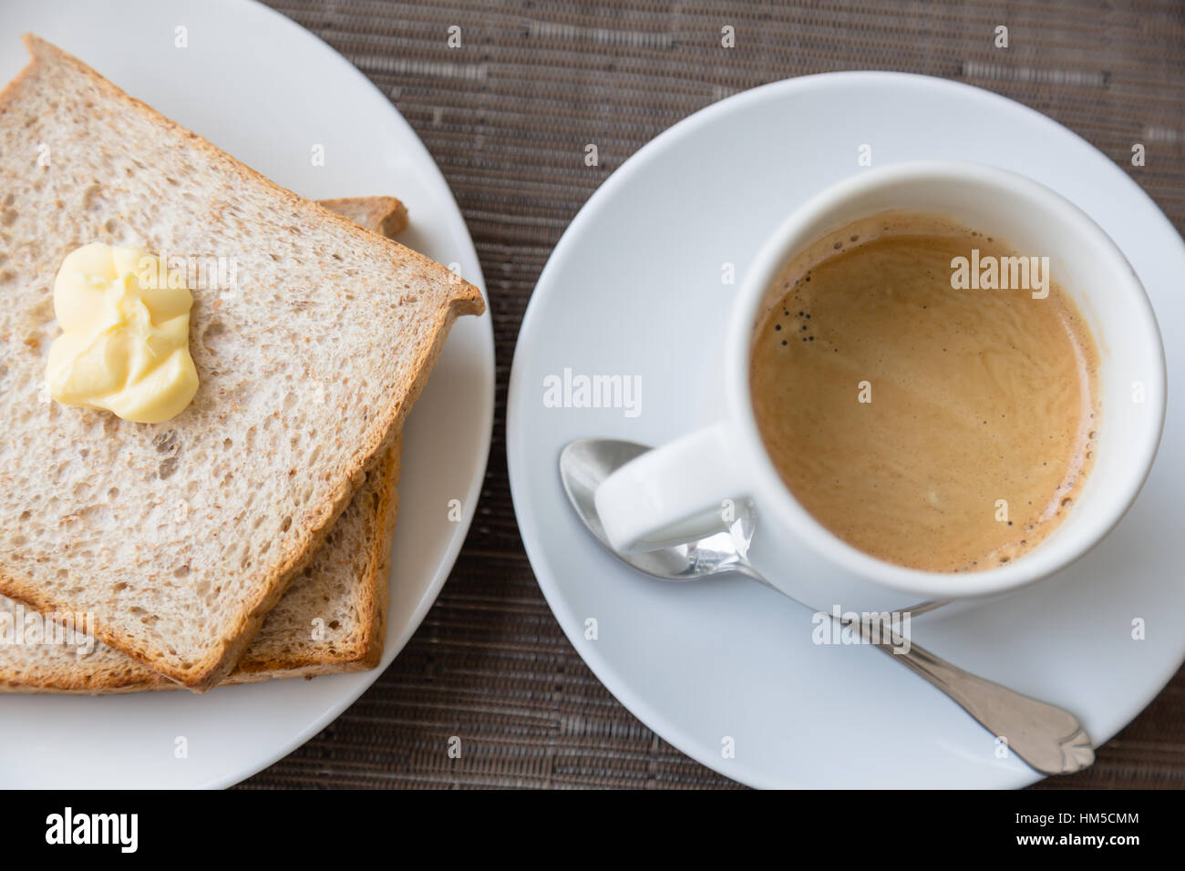 Breakfast with toast and coffee Stock Photo - Alamy