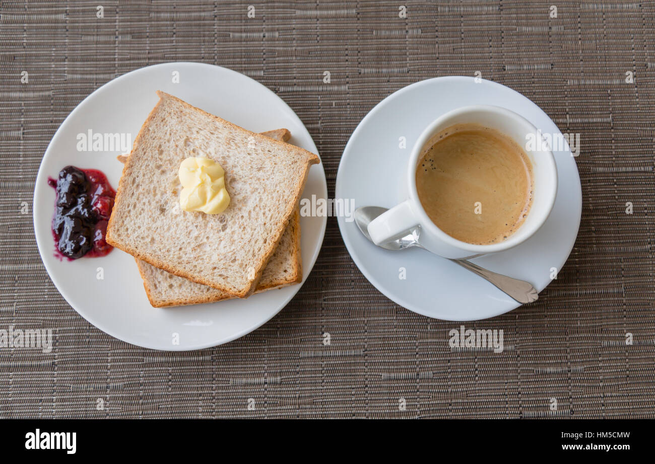 Breakfast with toast and coffee Stock Photo - Alamy