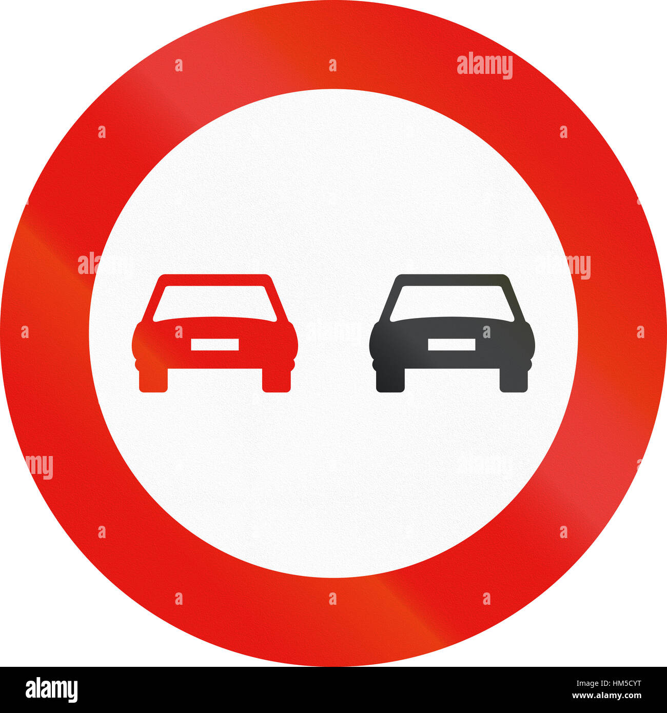 Road sign used in Spain - Overtaking prohibited Stock Photo - Alamy