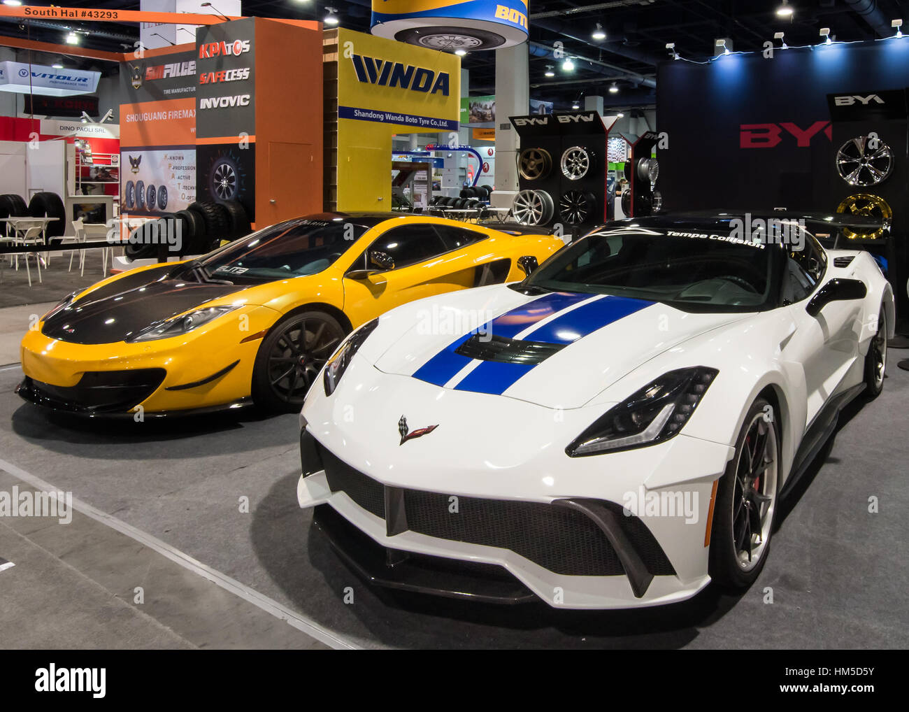 Two customized Chevrolet Corvette cars at SEMA Stock Photo - Alamy